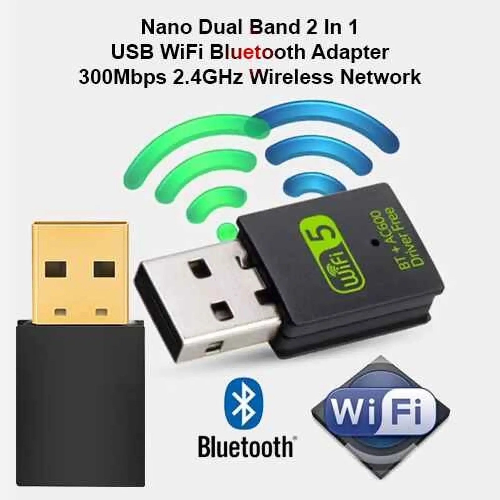 Dual Band WiFi + Bluetooth Adapter For Windows PC/Laptop- (Driver Free ...