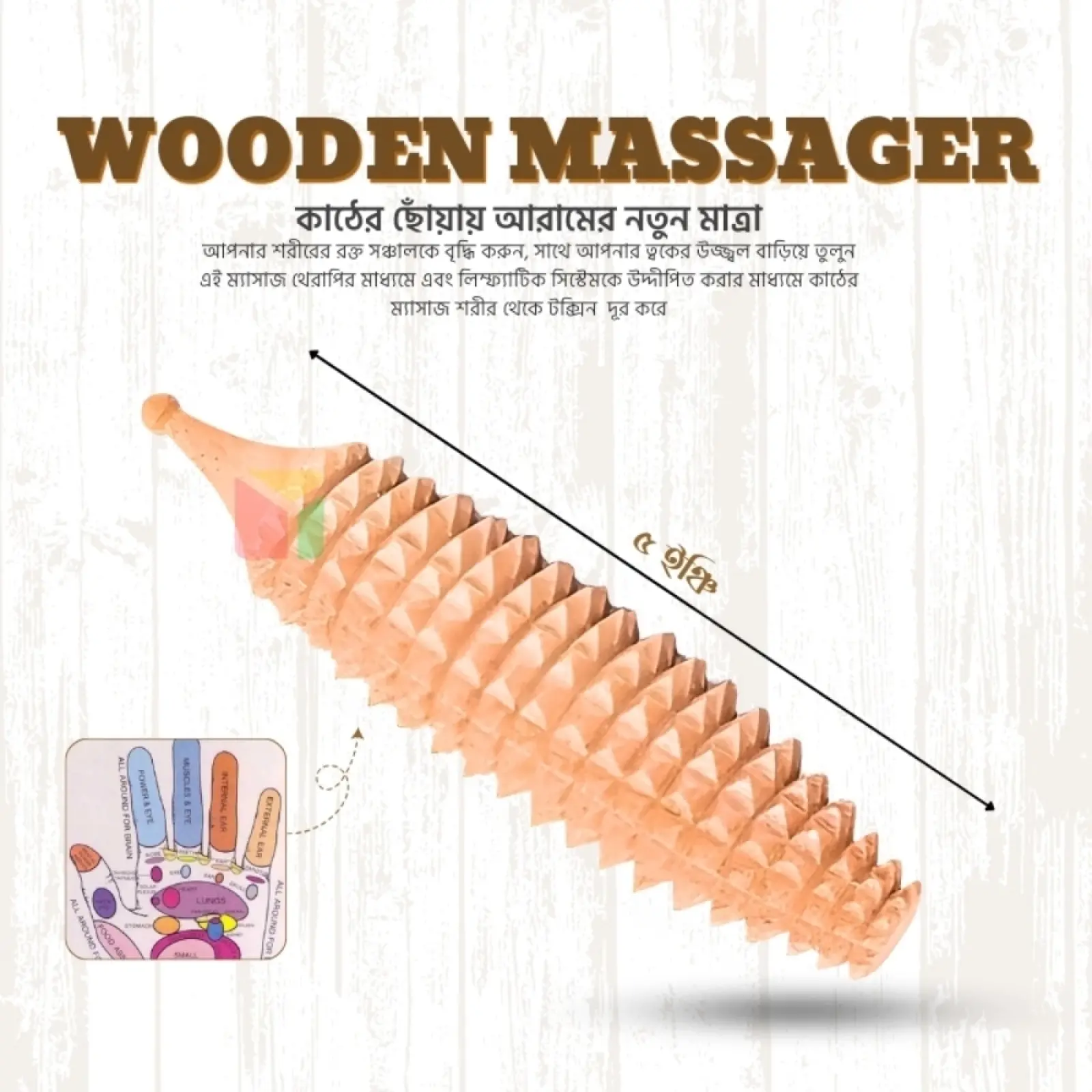Acu Wooden Hand & Foot Roller Massager