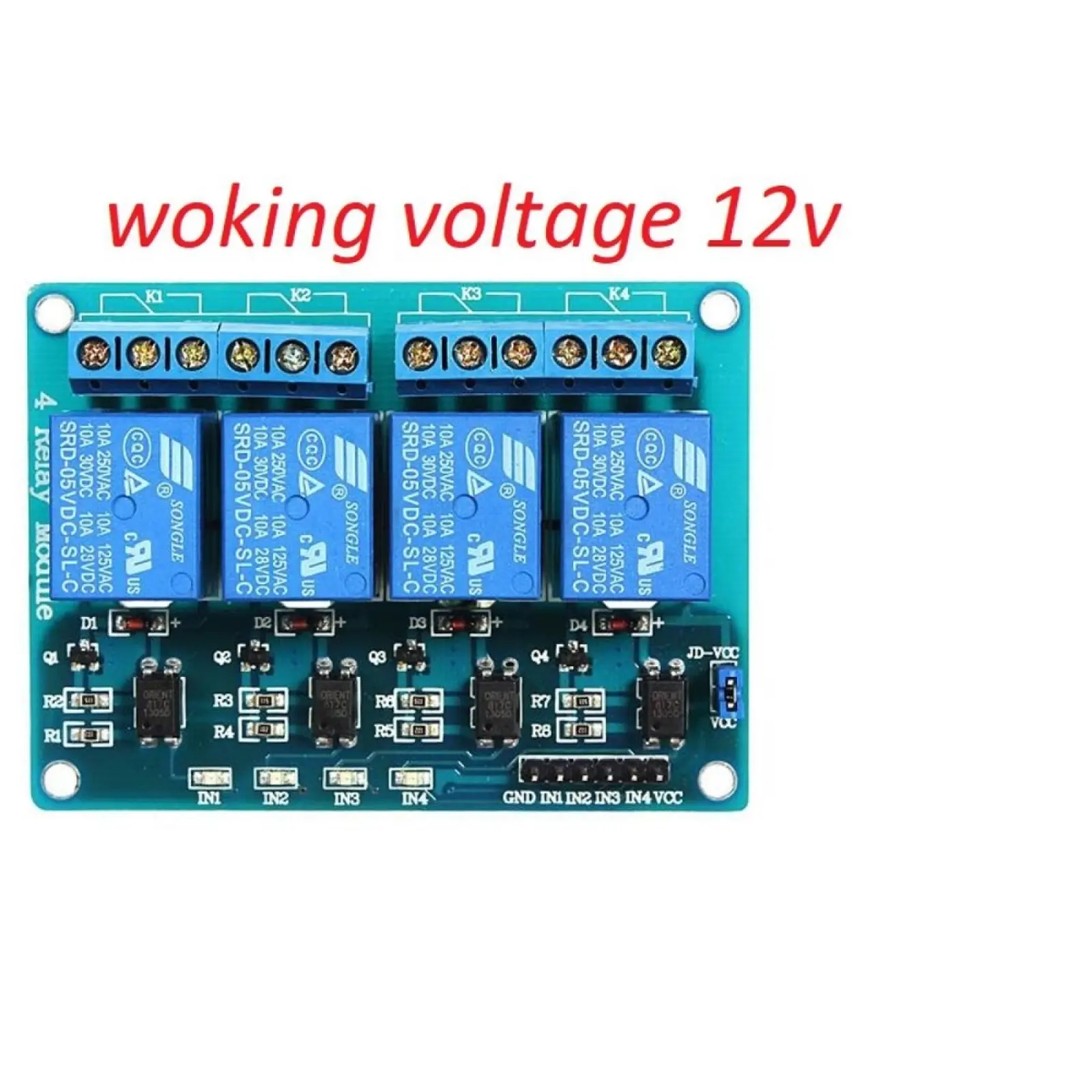 12V 4 Channel Blue Color Relay Module