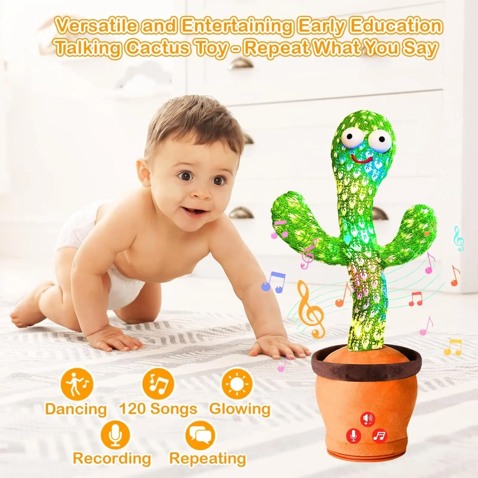 Musical Dancing Cactus Toy – Sings, Talks, and Wiggles for Baby ...
