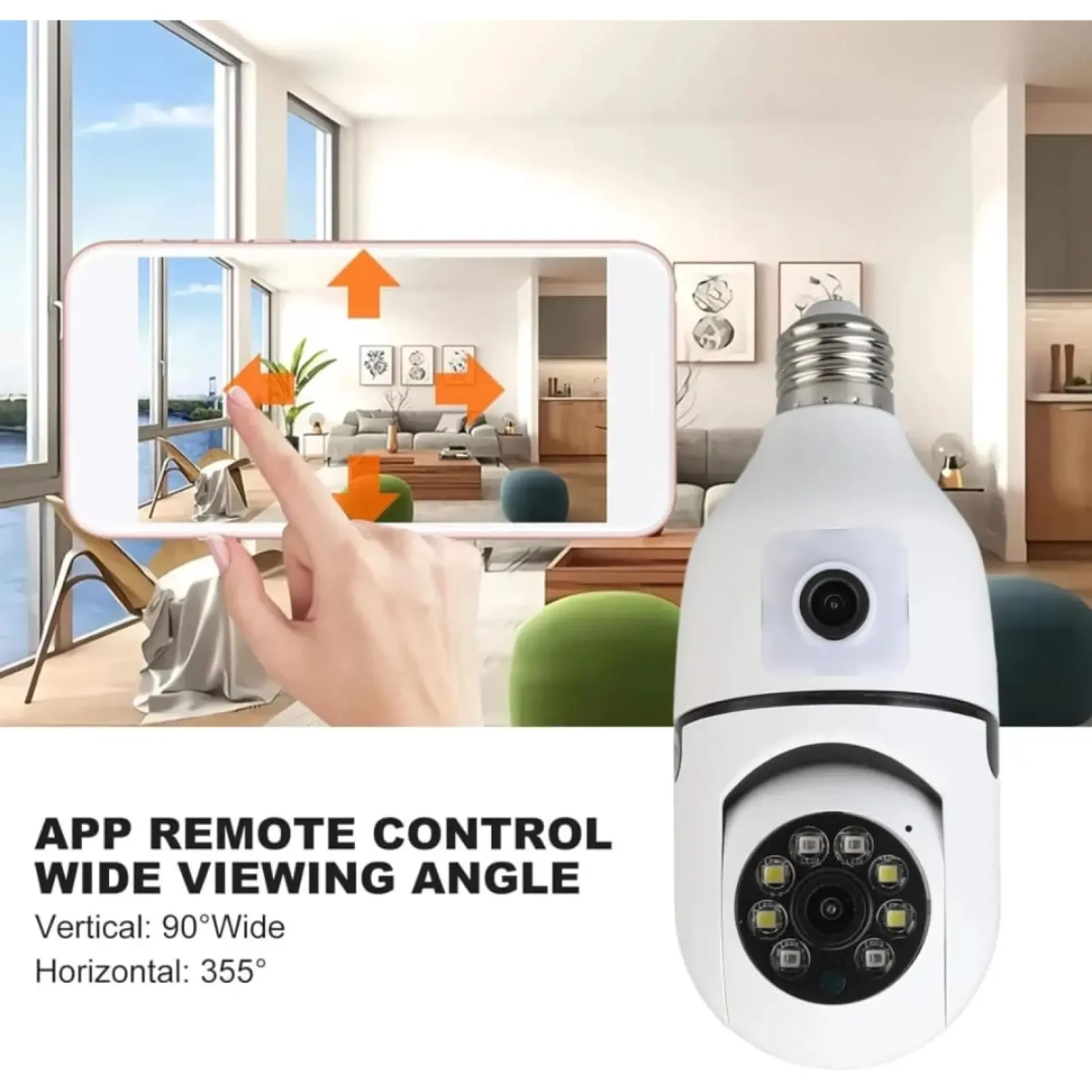 2MP Lens CCTV P2p Camera WiFi bulb Lamp Light Panoramic IP PTZ Network ...