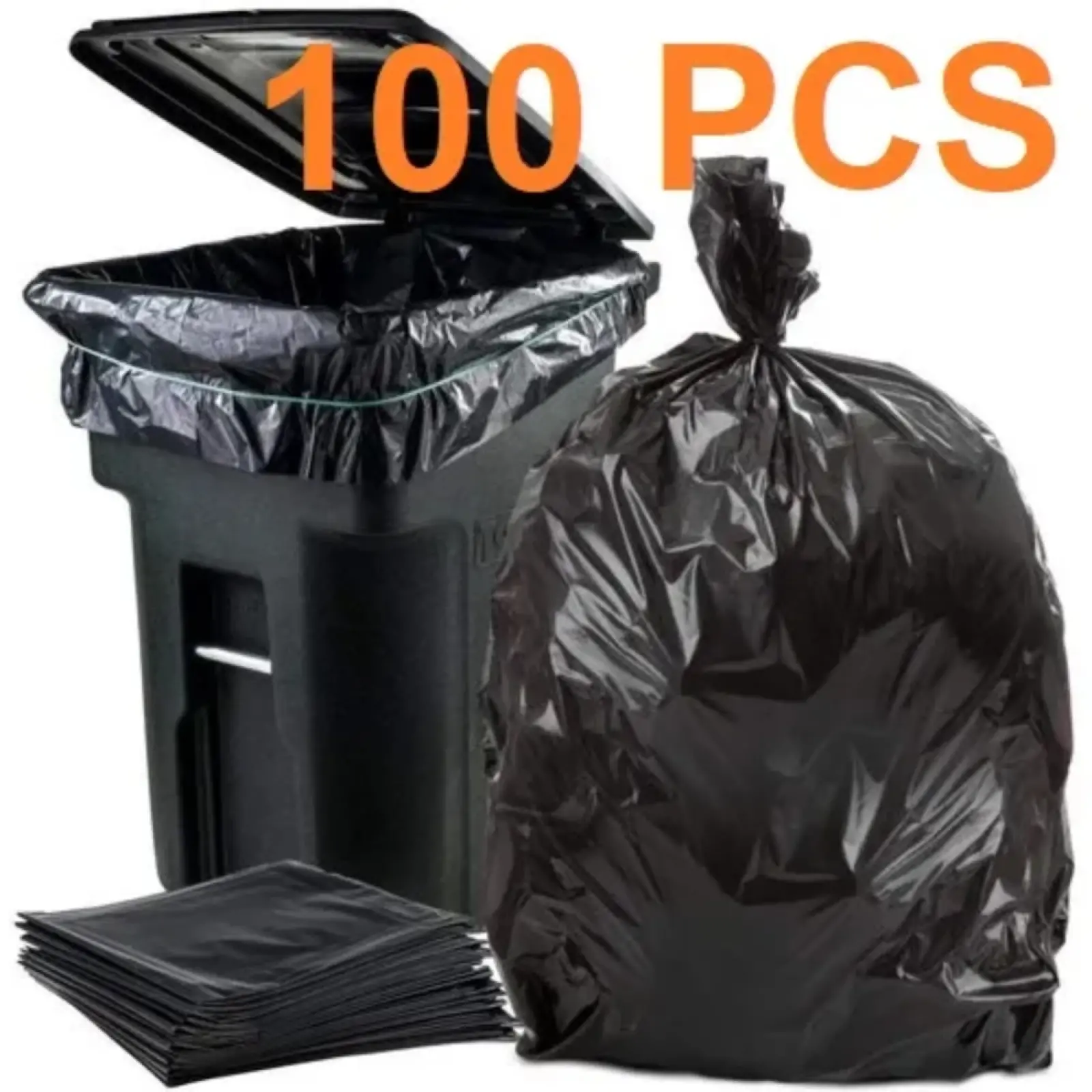 Black (24" X18") 100Pcs Trash Bag / Poly Bag / Garbage Bag / Moyla ...