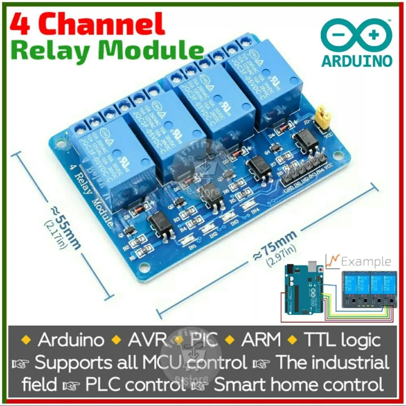 Arduino 4 channel relay module 4-channel relay control board with ...