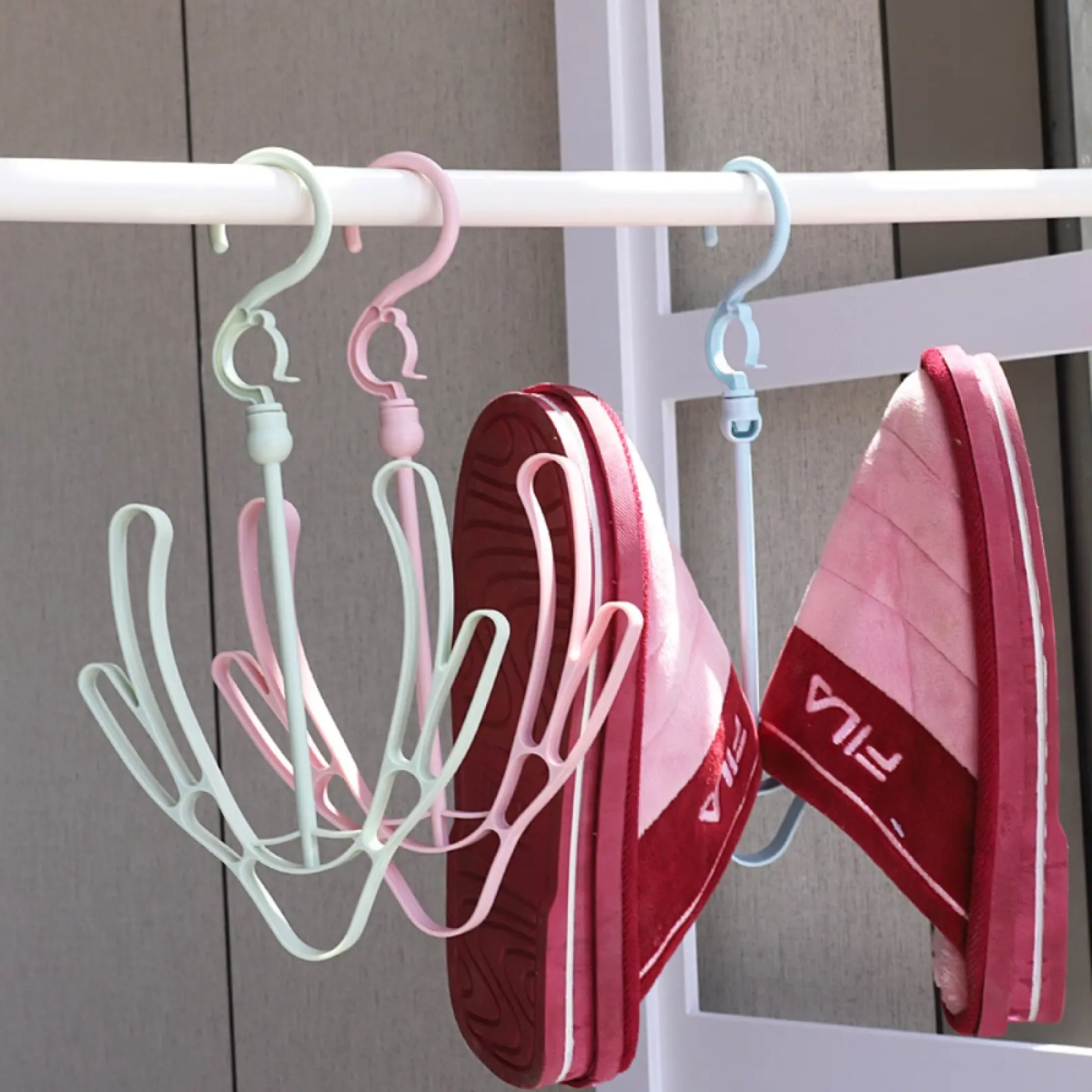2 Pcs 360 Degree Rotatable Shoes Drying Rack Plastic Storage Hook ...