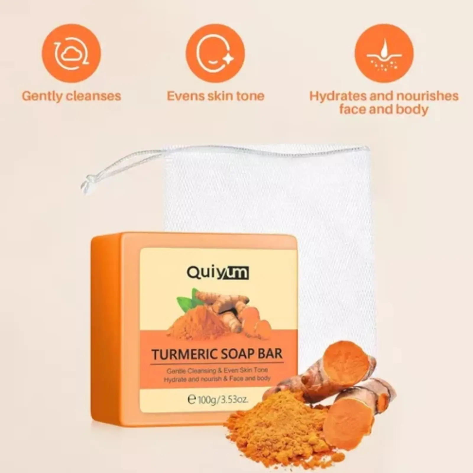 Quiyum Turmeric Soap Bar - 100g (OA) - Natural Herbal Skin Care Beauty ...