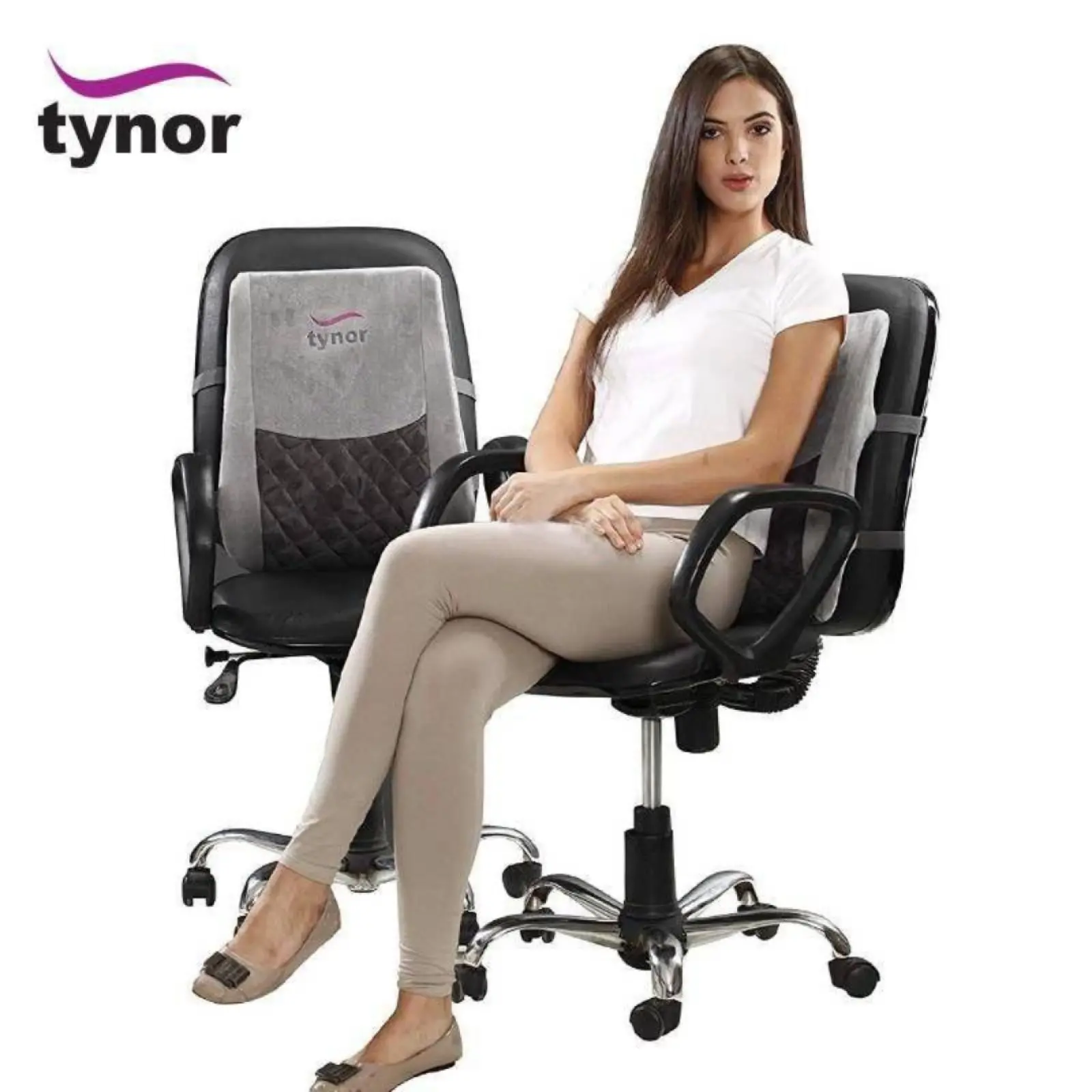 Tynor Back Rest, Chair Set Adjustable, Lumbar Pain Relief Support