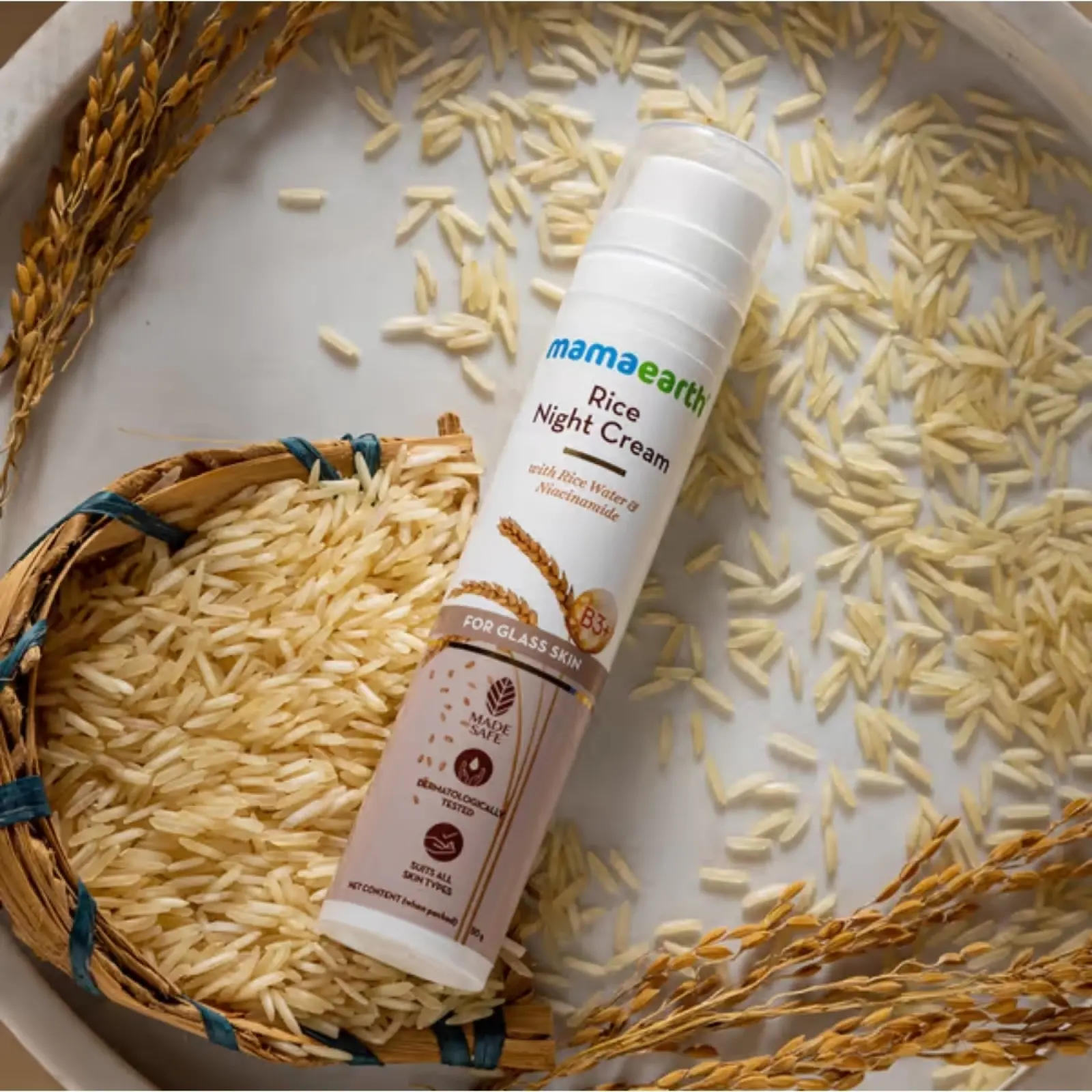 Mamaearth Rice Night Cream With Rice Water & Niacinamide for Glass Skin ...
