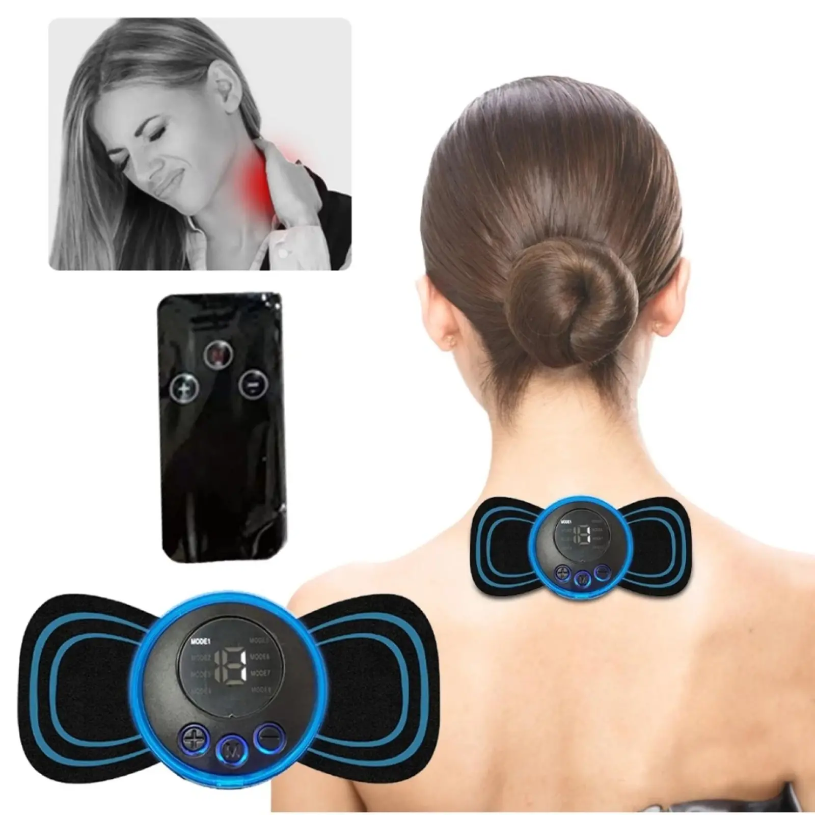 EMS Mini Neck Pulse Massager Electric LCD Display Stretcher EMS Mini ...