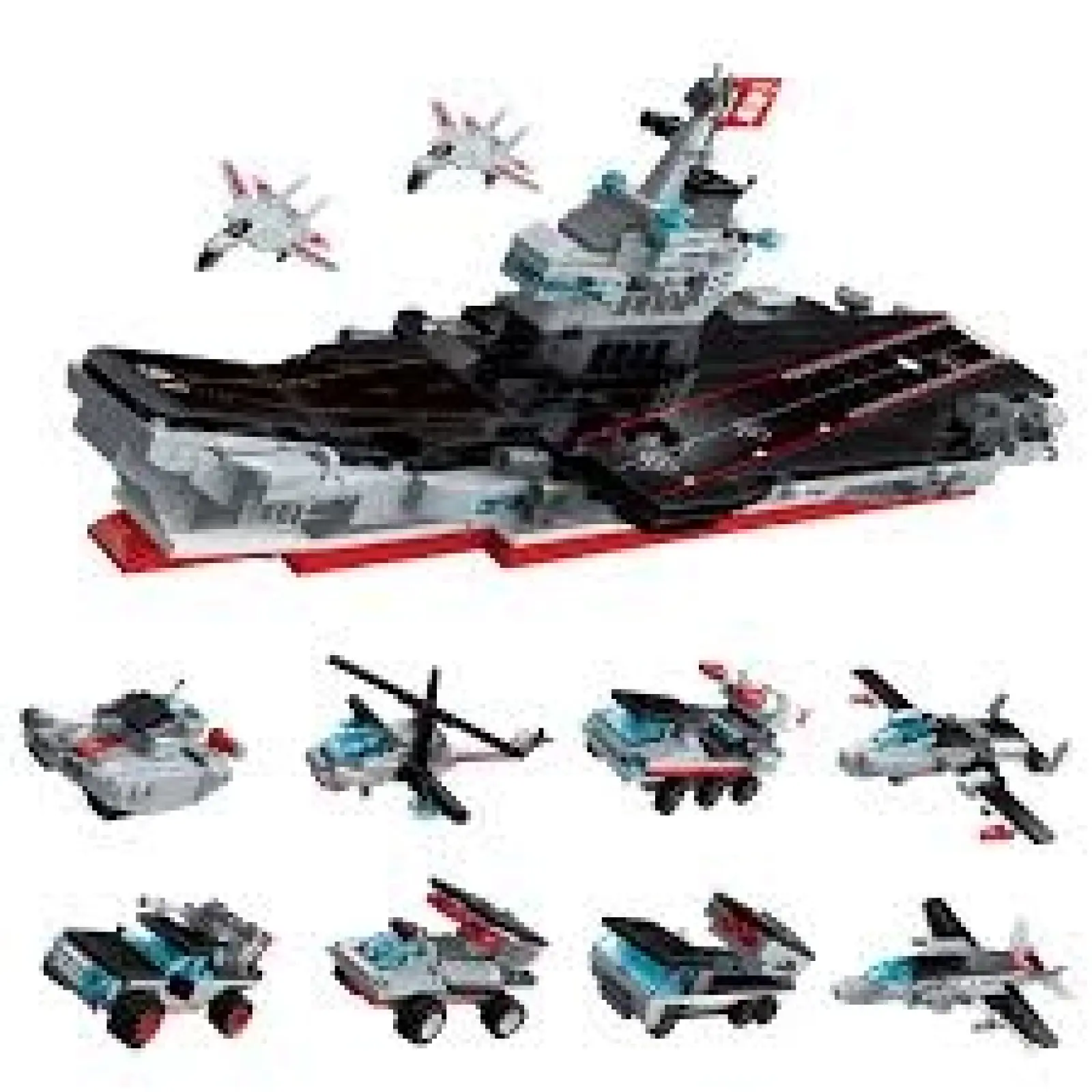 1265 Pcs New Warship Aircraft Carrier For Kids Military Building Blocks ...
