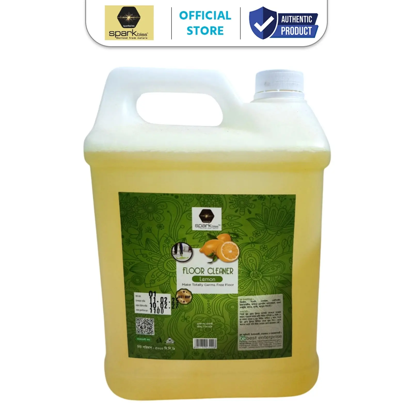Spark bliss Floor Cleaner Lemon Natural Lemon Extract - 5Ltr