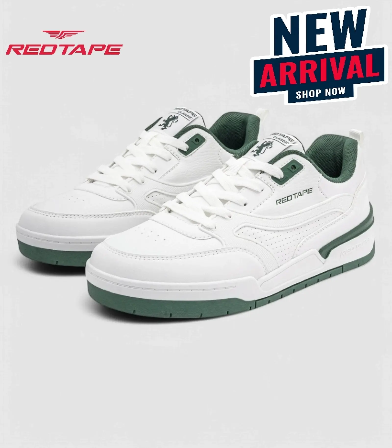 Redtape/ Red Tape Classic Lifestyle Sneakers White Green RDT 07