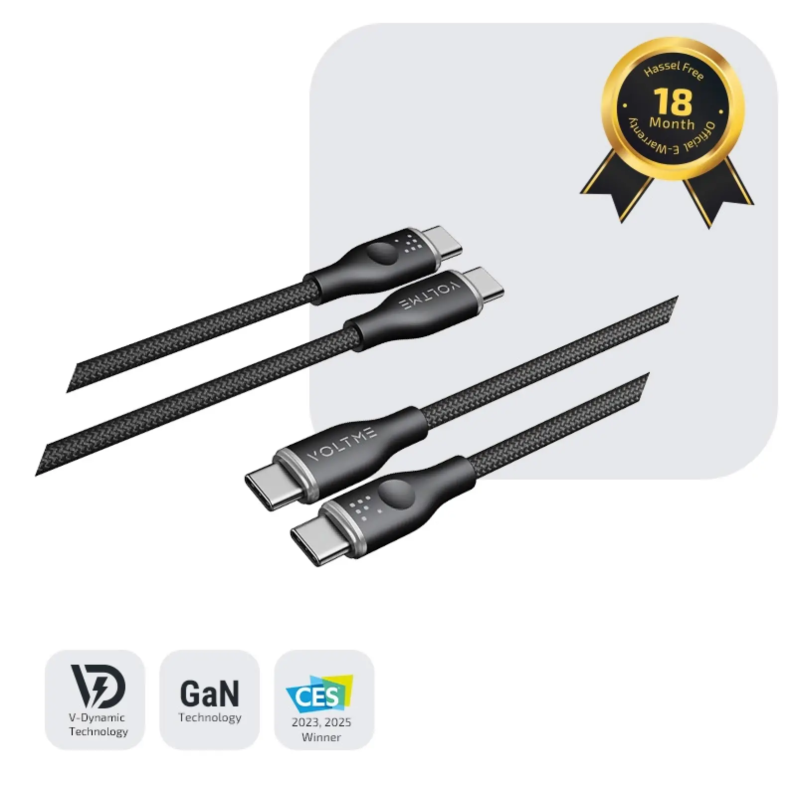 VOLTME PowerLink RUGG (USB-C to USB-C Fast Charging Cable)__Black